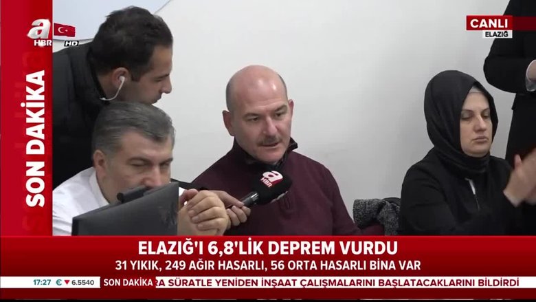 İçişleri Bakanı Süleyman Soylu Elazığ depremi ile ilgili son bilançoyu ... İçişleri Bakanı Süleyman Soylu Elazığ depremi ile ilgili son bilançoyu ...