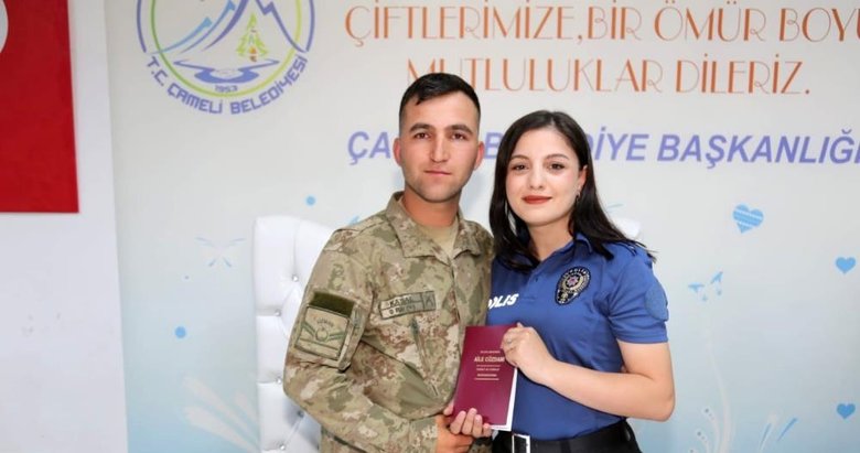 Polis asker aşkı nikahla taçlandı
